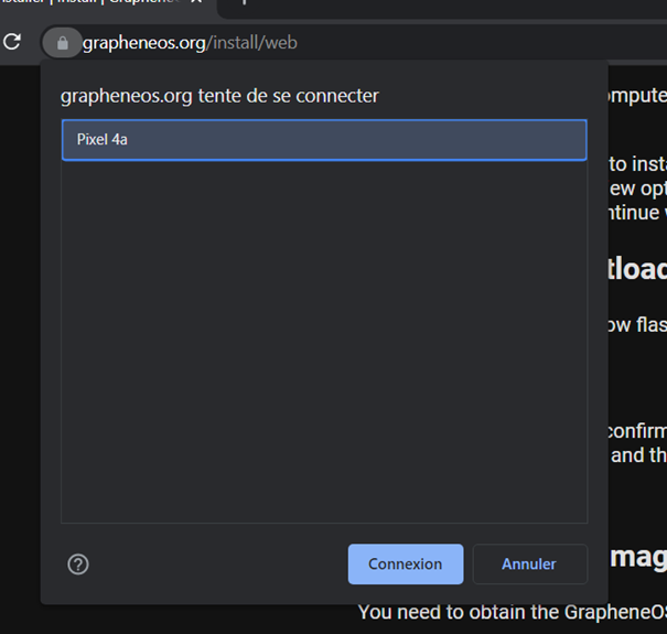 Installation de GrapheneOS via Web installer sur un Pixel 4A – GO Open Source